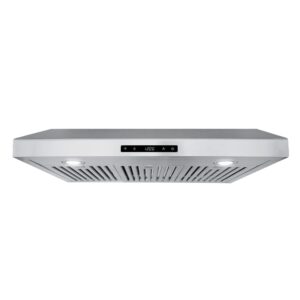 cosmo cos-ks6u30 30 in. under cabinet range hood with digital touch controls, 3-speed fan, led lights and permanent filters, in stainless steel