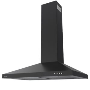 hermitlux range hood 30 inch, wall mount vent hood for kitchen with charcoal filter, range hoods with ducted/ductless convertible, black