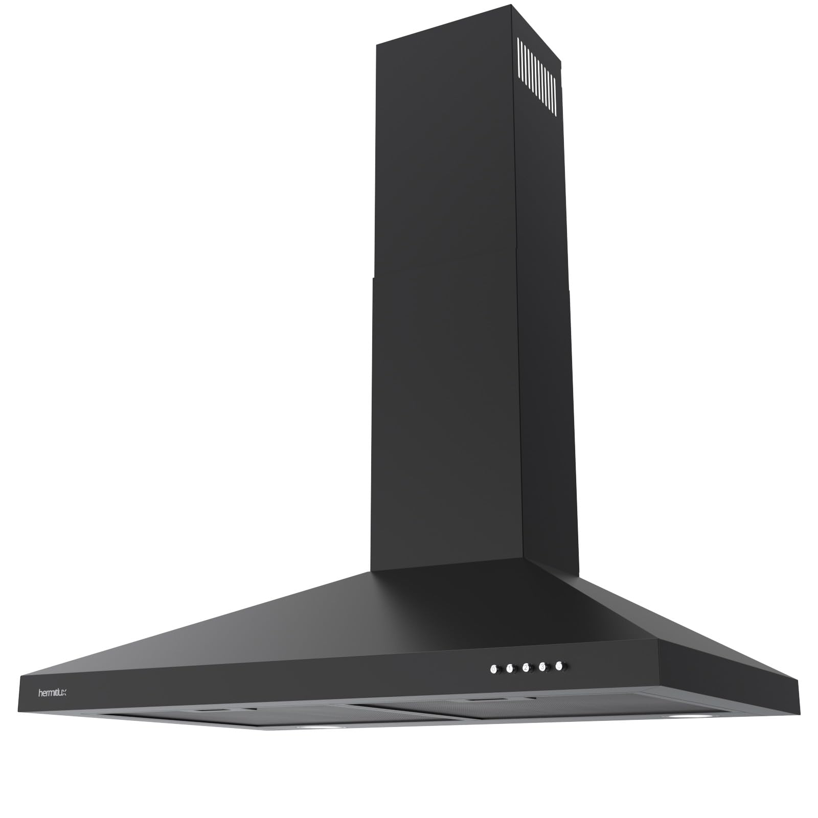 Hermitlux Range Hood 30 inch, Wall Mount Vent Hood for Kitchen with Charcoal Filter, Range Hoods with Ducted/Ductless Convertible, Black