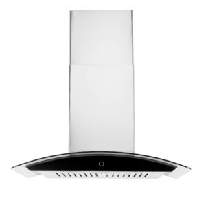 hauslane | chef series range hood 30" wm-639 wall mount range hood | contemporary stainless steel tempered glass stove ventilation | 3 speed, touch control, baffle filters| vented or ductless