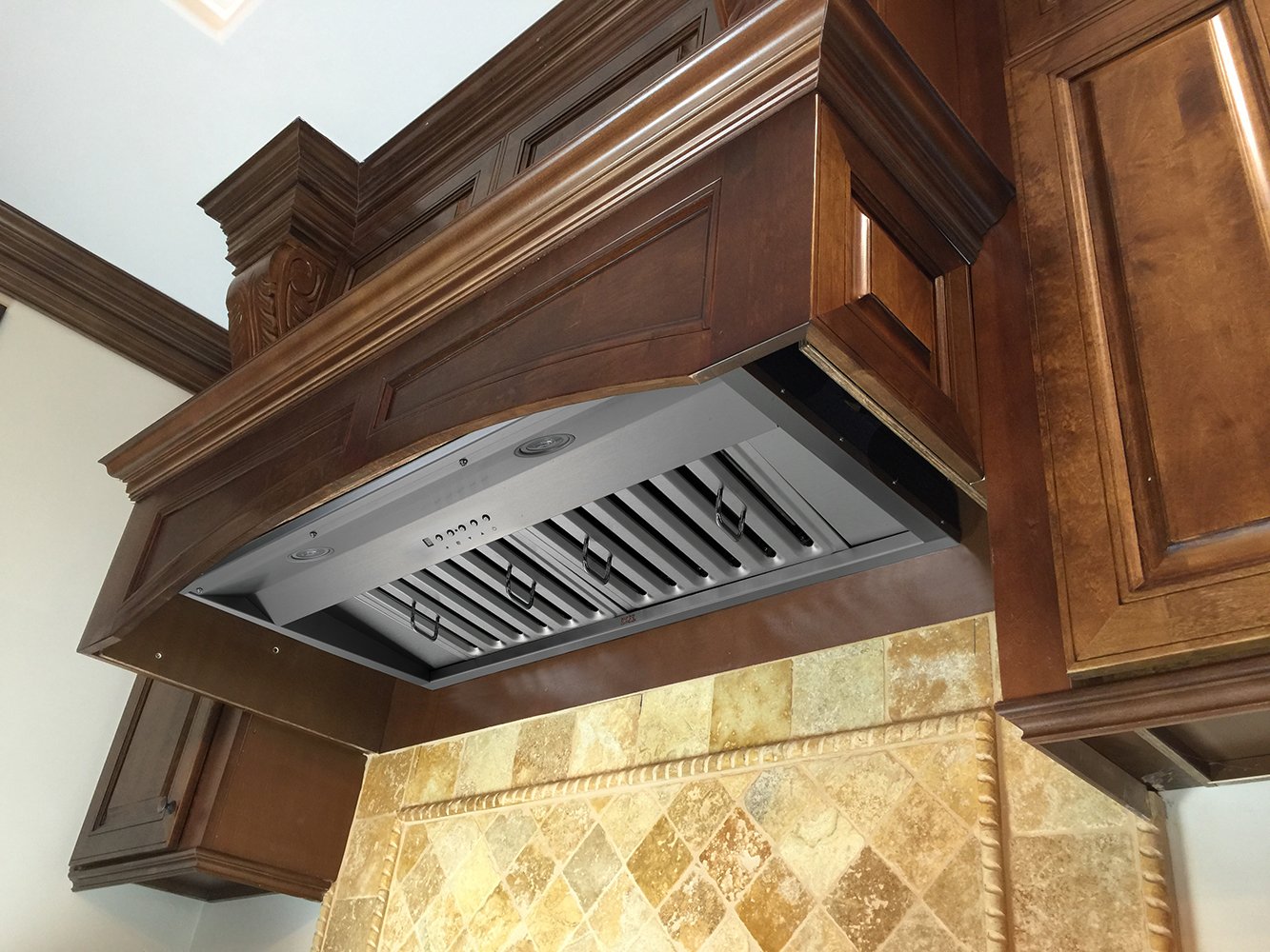 KOBE IN2648SQB-1100-5A Deluxe 48" Built-In/ Insert Range Hood, 6-Speed, 1100 CFM, LED Lights, Baffle Filters, Stainless steel