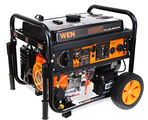 WEN DF1100X 11000-Watt Electric Start Portable Generator with Wheel Kit and CO Shutdown Sensor, Black