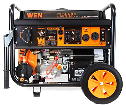 WEN DF1100X 11000-Watt Electric Start Portable Generator with Wheel Kit and CO Shutdown Sensor, Black