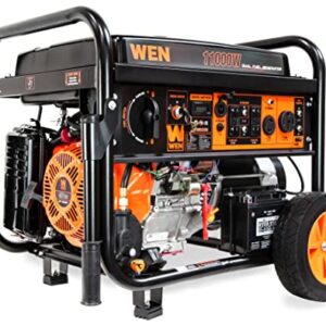 WEN DF1100X 11000-Watt Electric Start Portable Generator with Wheel Kit and CO Shutdown Sensor, Black