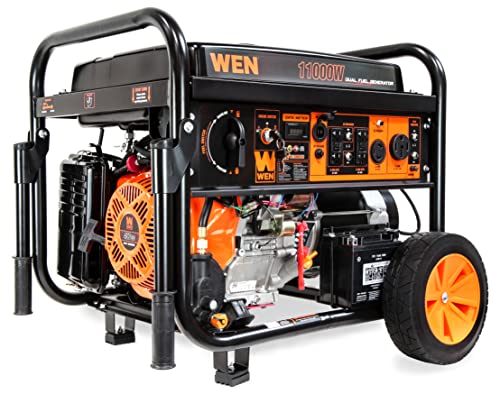 WEN DF1100X 11000-Watt Electric Start Portable Generator with Wheel Kit and CO Shutdown Sensor, Black