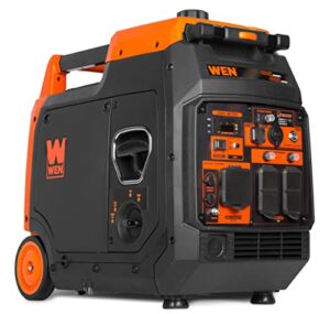 wen 4800-watt portable inverter generator, electric start, rv-ready, quiet and lightweight with fuel shut off and co watchdog (56480ix)