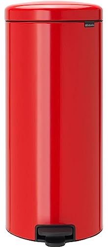 Brabantia New Icon Step Trash Can (8 Gal / Passion Red) Soft Closing Kitchen Garbage/Recycling Can with Removable Bucket