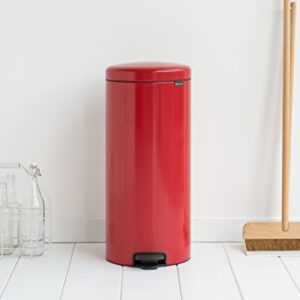 Brabantia New Icon Step Trash Can (8 Gal / Passion Red) Soft Closing Kitchen Garbage/Recycling Can with Removable Bucket