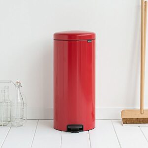 Brabantia New Icon Step Trash Can (8 Gal / Passion Red) Soft Closing Kitchen Garbage/Recycling Can with Removable Bucket