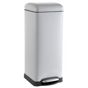 happimess hpm1007c betty retro 8-gallon step-open trash can with soft-close lid, fingerprint resistant, modern, minimalistic for home, kitchen, laundry room, office, bedroom, bathroom, gray