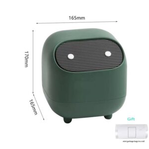 AIWE7D Small Desktop Trash Can with Lid for Desk Trash Cans Cute Mini Garbage Bin Green Press-top Wastebasket for Office Countertop Coffee Table Kitchen 0.5 Gallon