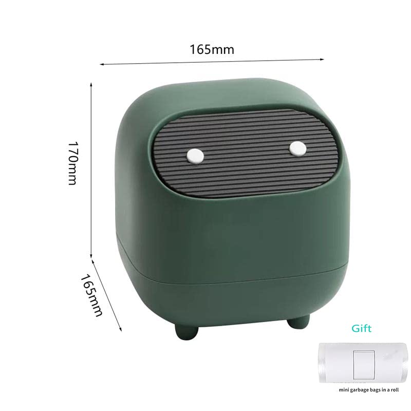 AIWE7D Small Desktop Trash Can with Lid for Desk Trash Cans Cute Mini Garbage Bin Green Press-top Wastebasket for Office Countertop Coffee Table Kitchen 0.5 Gallon