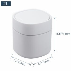 AWOLIC Mini Desktop Trash Can with Lid,Small Garbage Can for Countertop,Dressing Table,Bedside Etc,Free 90 Bags(White)