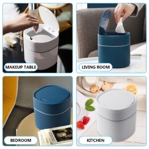 AWOLIC Mini Desktop Trash Can with Lid,Small Garbage Can for Countertop,Dressing Table,Bedside Etc,Free 90 Bags(White)