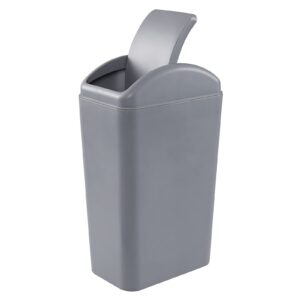 waikhomes 3.5 gallon plastic trash can with swing lid, slim garbage bin, 1 pack, grey