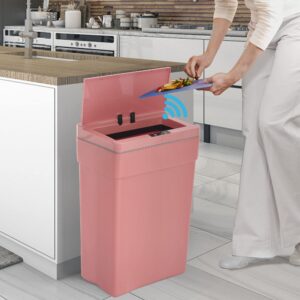 13 gallon trash can, automatic kitchen trash can with motion-sensing lid, touchless high-capacity garbage can rectangular trash can with lid, plastic garbage cans for kitchen bathroom bedroom office