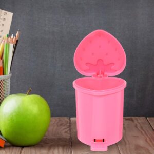 Tofficu Strawberry Trash Can, Kawaii Garbage Can, Mini Trash Can for Desk, Cute Pink Trash Can for Car Office Home Bedroom Bathroom Kitchen Decor