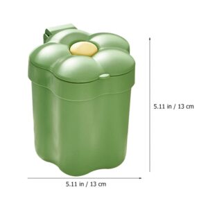 STOBOK Car Trash Bin Desktop Trash Can with Lid Mini Cute Waste Paper Basket Cartoon Flower Design Garbage Container Bin for Home Office Bedroom Nursery Room Green Automotive Garbage Cans