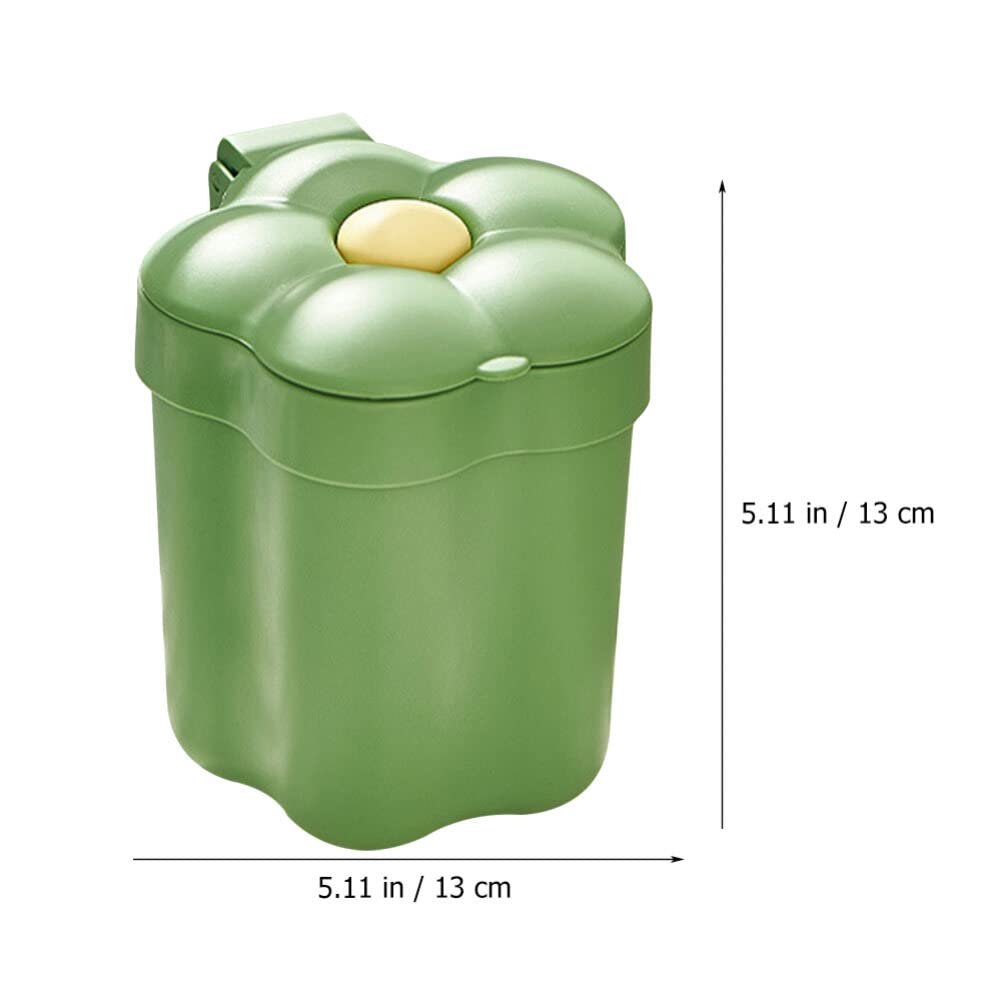 STOBOK Car Trash Bin Desktop Trash Can with Lid Mini Cute Waste Paper Basket Cartoon Flower Design Garbage Container Bin for Home Office Bedroom Nursery Room Green Automotive Garbage Cans