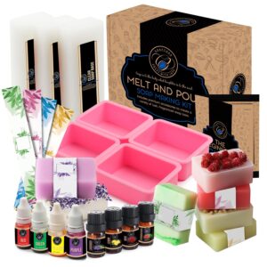 craftzee soap making kit for adults and kids - soap making supplies with glycerin soap base, silicone molds, fragrance oils & more melt and pour soap diy craft kits