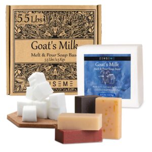 5.5 lbs - goats milk soap base | melt and pour supplies kit for soap making sls/sles & peg free | best natural organic vegetable ingredients | make your own soap | bulk for adult soapmaker soap making