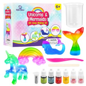 hula unicorn & mermaid soap making kit - diy crafts for girls age 6-12, stem activity gift