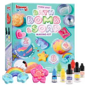 klever kits bath bomb, soap making kit for kids, 2-in-1 spa stem science kits, diy make your own bath bombs & soap, spa kit for kids, gifts toys for toddler kid, birthday present