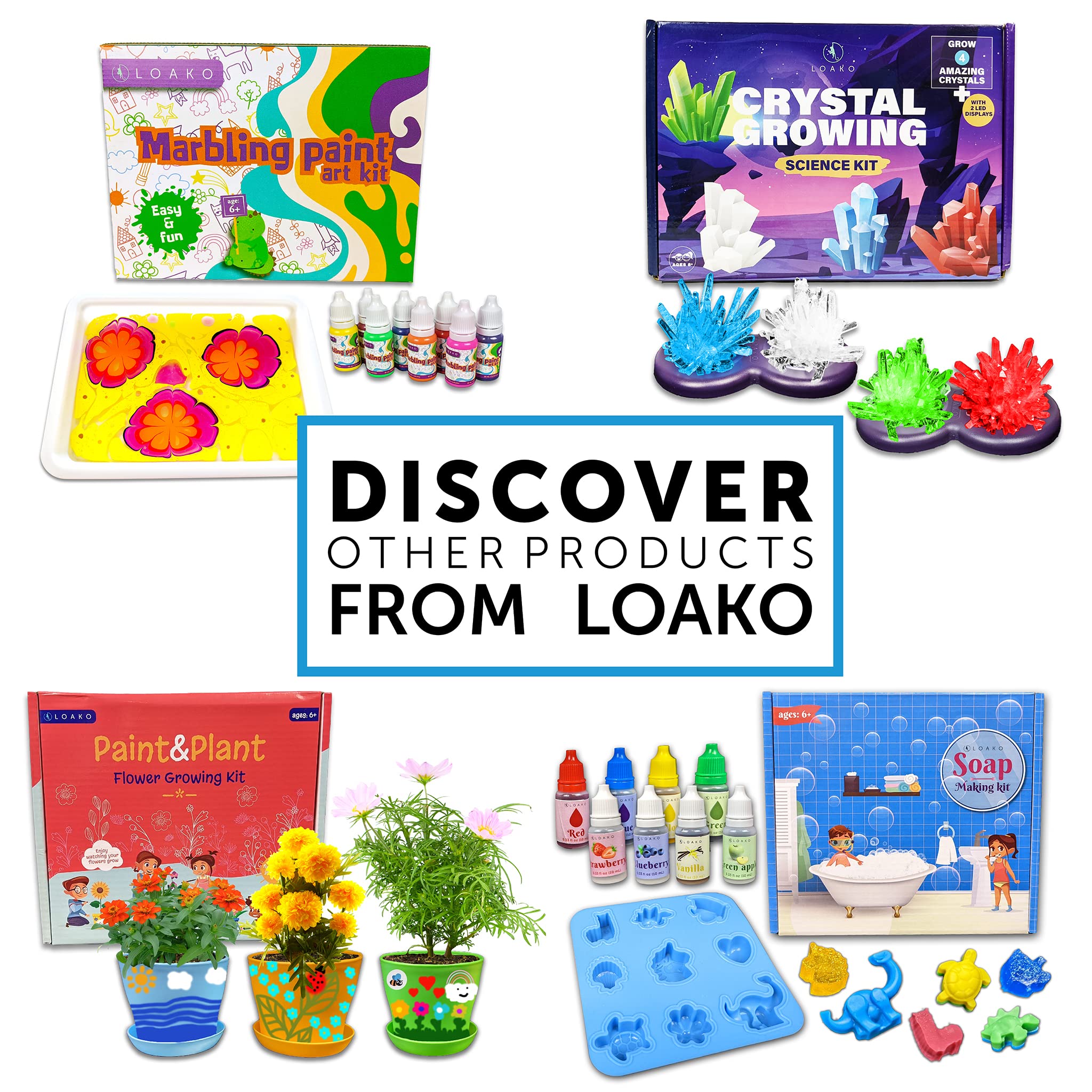 Loako Soap Making Kit for Kids & Adults - DIY Soap Kit - Make Your Own Soap - Science Lab Activity for Age 6-12 - 10-15 Pieces