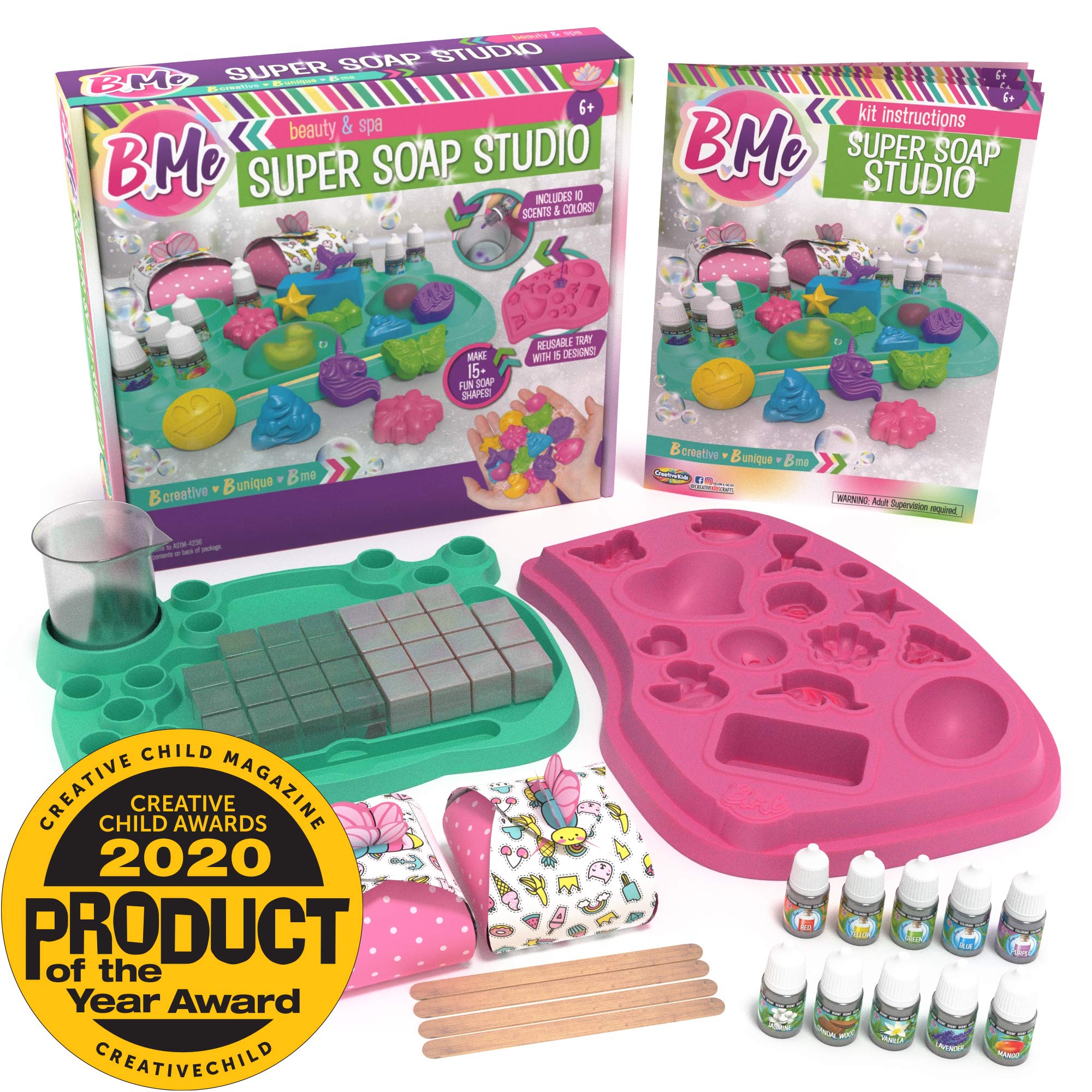 B Me Beginner Soap Making Craft Kits for Kids Girls Ages 6+ | Make 15+ Soap Shapes with 5 Different Scents | Make Your Own Soap Science Kits Toys Gifts