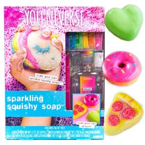 just my style you*niverse sparkling squishy soaps, at-home stem kits for kids age 8 and up, diy shape soaps, chemistry activities for birthday parties, sleepovers