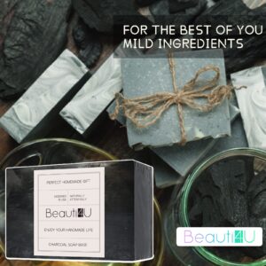 BEAUTI4U 2LB Soap Base - Charcoal Soap Making Supplies with Soap Making Kit - Melt and Pour Soap Base - Melt and Pour Soap Kit -Organic Soap Base for Soap Making