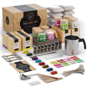 craftzee soy candle making kit for adults, beginners - diy candle making supplies includes soy wax, scents, frosted glass jars, wicks, dyes, melting pot, gift box & more