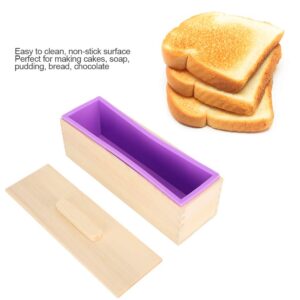 25 Pcs Silicone Soap Molds Making Kit,1200ml Purple Soap Cutter Mold,Rectangular Silicone Soap Mold Wooden Box DIY Soap Loaf Bread Mould Kitchen Baking Tools