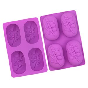 iminfit 4 cavities oval olive tree silicone soap mold diy soap making kits handmade cake candle mold gifts craft supplies home decor