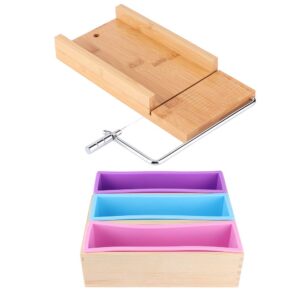 soap making kit, soap cutter, silicone soap molds, soap making tools, 1200ml diy silicone soap making mold wooden box set manual soap cutter with scale kitchen tool