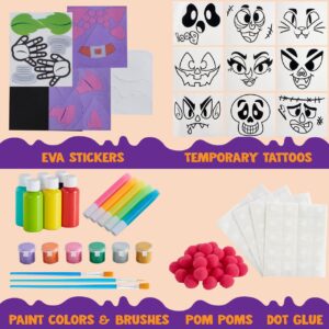 Klever Kits Halloween 3D Pumpkin Decorating Kit, Glowing in The Dark Pumpkin Painting Craft Kit with 9 Halloween Character Designs, Halloween DIY Coloring Arts & Crafts with Foam Stickers