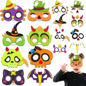 qyeahkj 16 packs halloween monster felt mask craft for kids, monster foam craft crafts for kids ages 3-5, 4-8, 8-10, felt halloween craft mask kit for home party activity