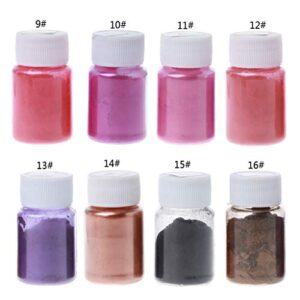 Cherjoury 8 Colors Pigments Brilliant Mica Powder Kit Epoxy Resin Colorant Makeup Bath Bomb Soap Candle Making Powder Pigment Kitset C