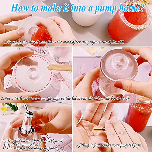 Dispenser Pump Bottle Resin Mold Kit, 1pcs Silicone Bottle Mold with 6pcs Pump Dispenser for Soap,Shampoo,Lotions and Creams, Pump Bottles Mold for Hand Sanitizer, Conditioner, Home Decor(Square)