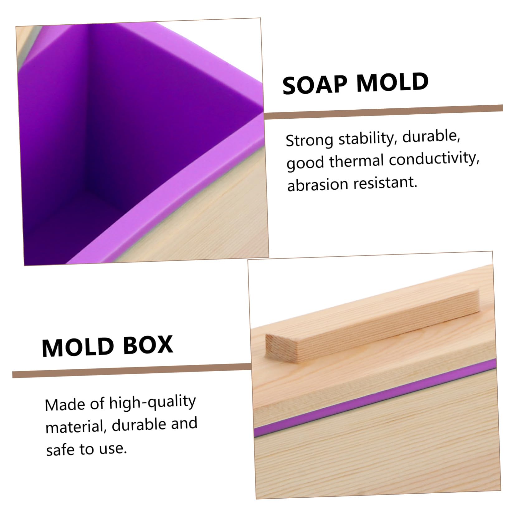 TEHAUX 3pcs Box soap mold soap making supplies resin epoxy rectangular loaf DIY soap making kit silicone dessert making soap loaf soap craft soap flexible bread wooden purple cake