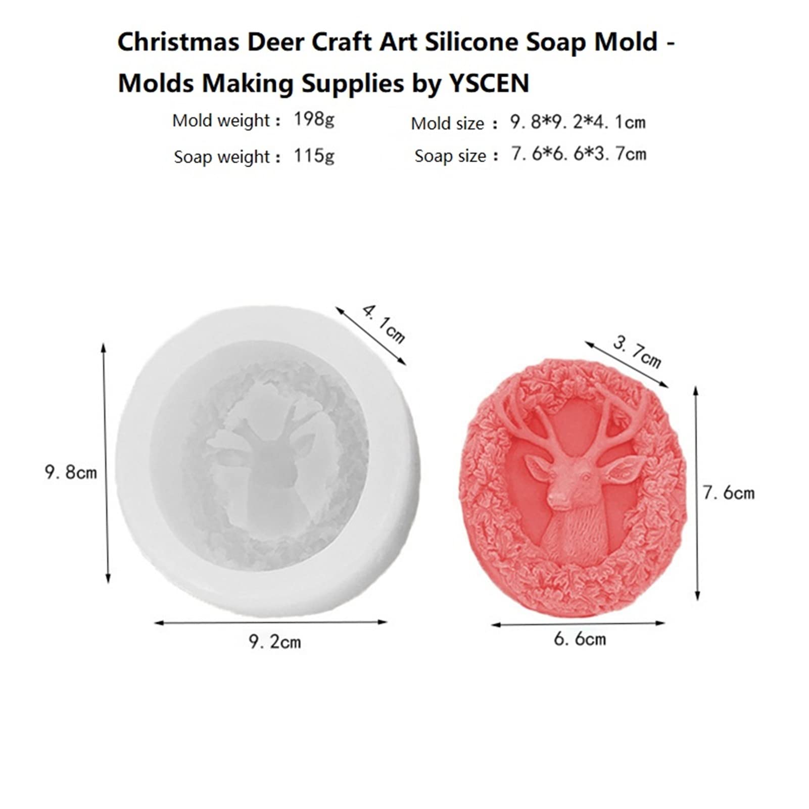 Silicone Molds Christmas Deer, Antlers Craft Art Silicone Soap Mold, Craft Molds DIY Handmade Milu Deer Soap Molds - The Best Handmade Gifts - Molds Making Supplies by YSCEN