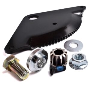 hd switch - improved steering sector plate & pinion gear fits pp155h42 pp19a42 pp19h46 pp20va46 pp22ka42 pp22va48 - includes precision machined pivot bushing upgrade for poulan pro ayp electrolux