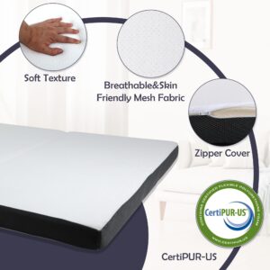 Folding Mattress, Tri-Fold Gel Memory Foam Mattress Portable Foldable Mattress with Washable Cover & Non-slip Bottom & Breathable Mesh Sides, Certipur-Us Certified, Fiberglass Free, (3 Inch, Full)