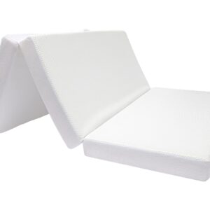 Cheer Collection Tri-Fold Memory Foam Mattress - 4" Thick Gel Infused Foam Folding Bed for Guests, Twin Size - 38" x 78"