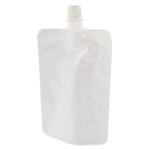 50 pcs screw cap spout liquid drinking stand-up flask pouch w/complementary funnel (3 oz, double-sided white)