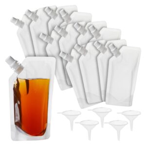 50 pack 8oz reusable plastic drink pouches with funnels for juice, soda, beer (7 x 4 in)