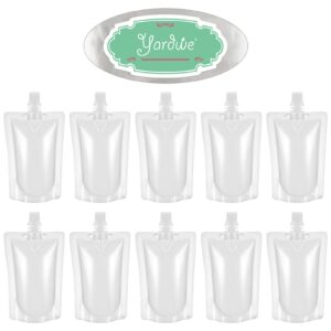 Yardwe 50Pcs Plastic Drink Pouches, 3.5oz Clear Drink Bags Reusable Juice Pouches for Outdoor Travel