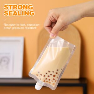 Yardwe 50Pcs Plastic Drink Pouches, 3.5oz Clear Drink Bags Reusable Juice Pouches for Outdoor Travel