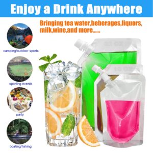 6 Pieces Drinks Flasks Juice Flasks Liquor Pouch Reusable Drinking Flasks Concealable Plastic Flasks for Sneak to go flask, with Funnel (16 OZ)