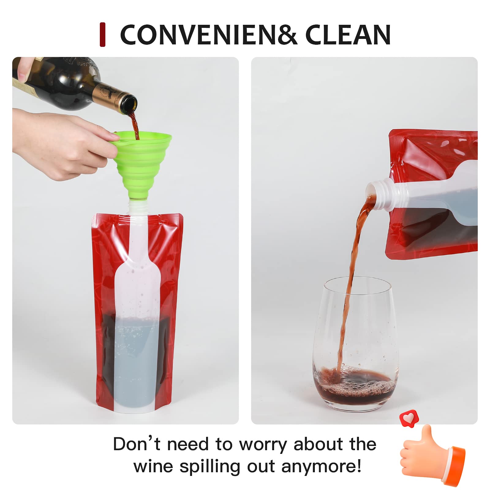 Foldable Wine Bag,Portable Wine Bottle Wine Flask, 4 Pack Collapsible Liquid Leak Proof Flask Holder,Reusable Wine pouch for Gift Travel Camping BBQ Party Beach Hiking Home Kitchen(750ml)